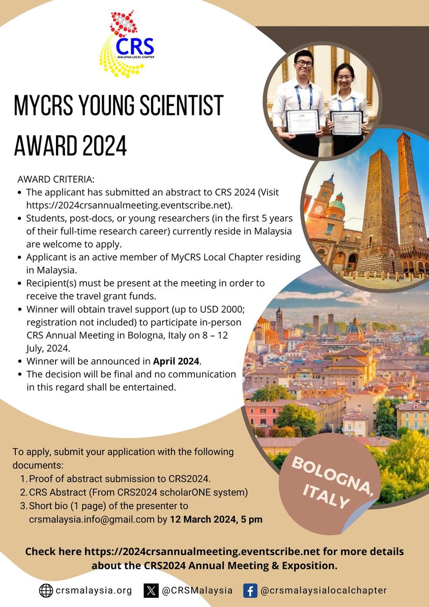 Call for young scientist travel grant – crsmalaysia.org